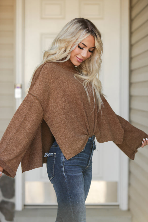 Side Slit Mock Neck Sweater – The Obsessions Boutique