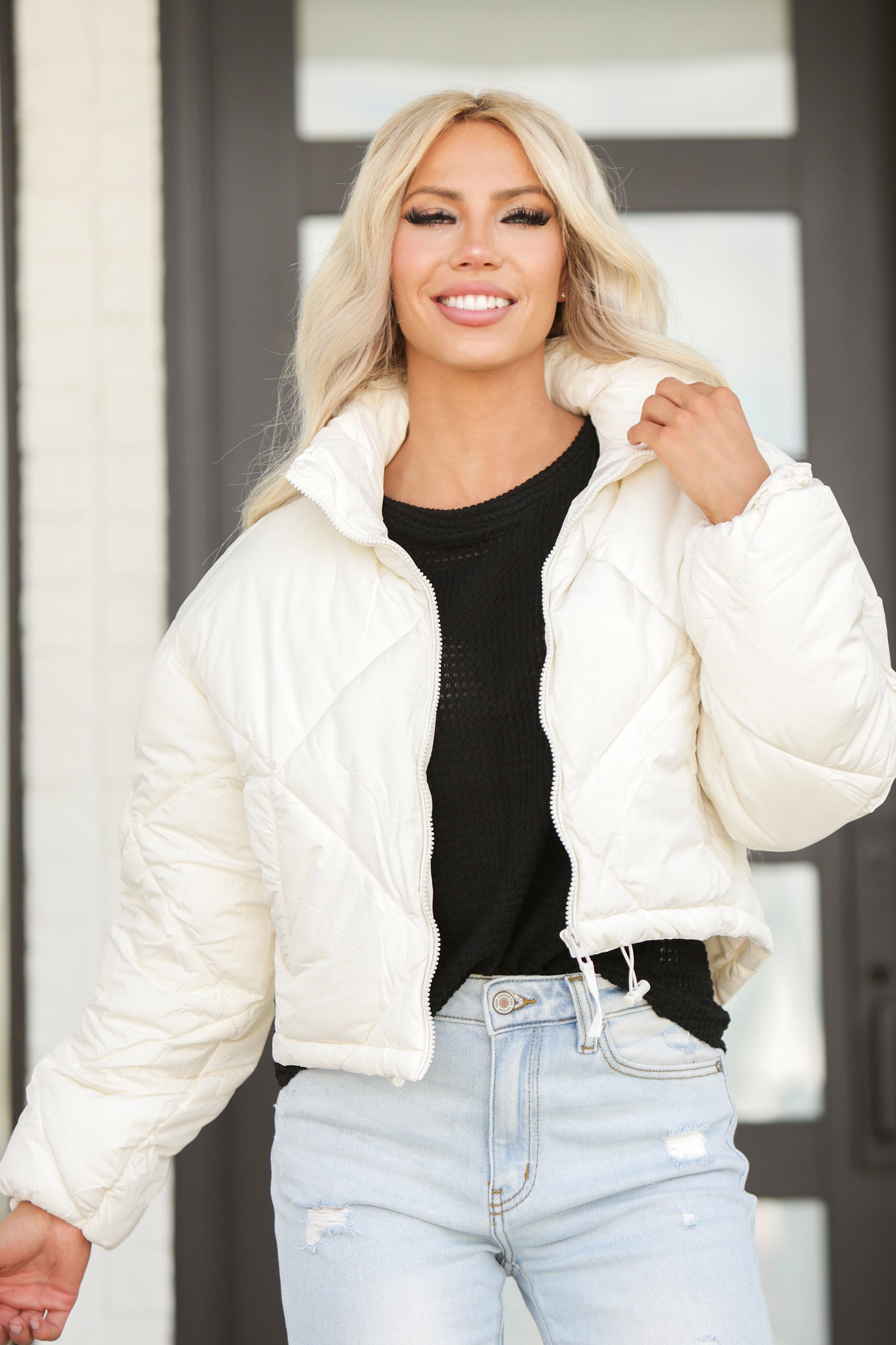Woven Solid Zip Up Puffer Jacket – The Obsessions Boutique