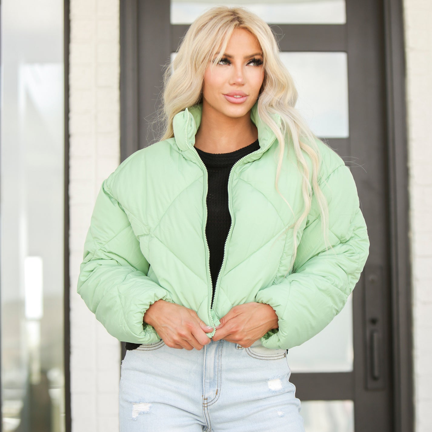 Woven Solid Zip Up Puffer Jacket – The Obsessions Boutique